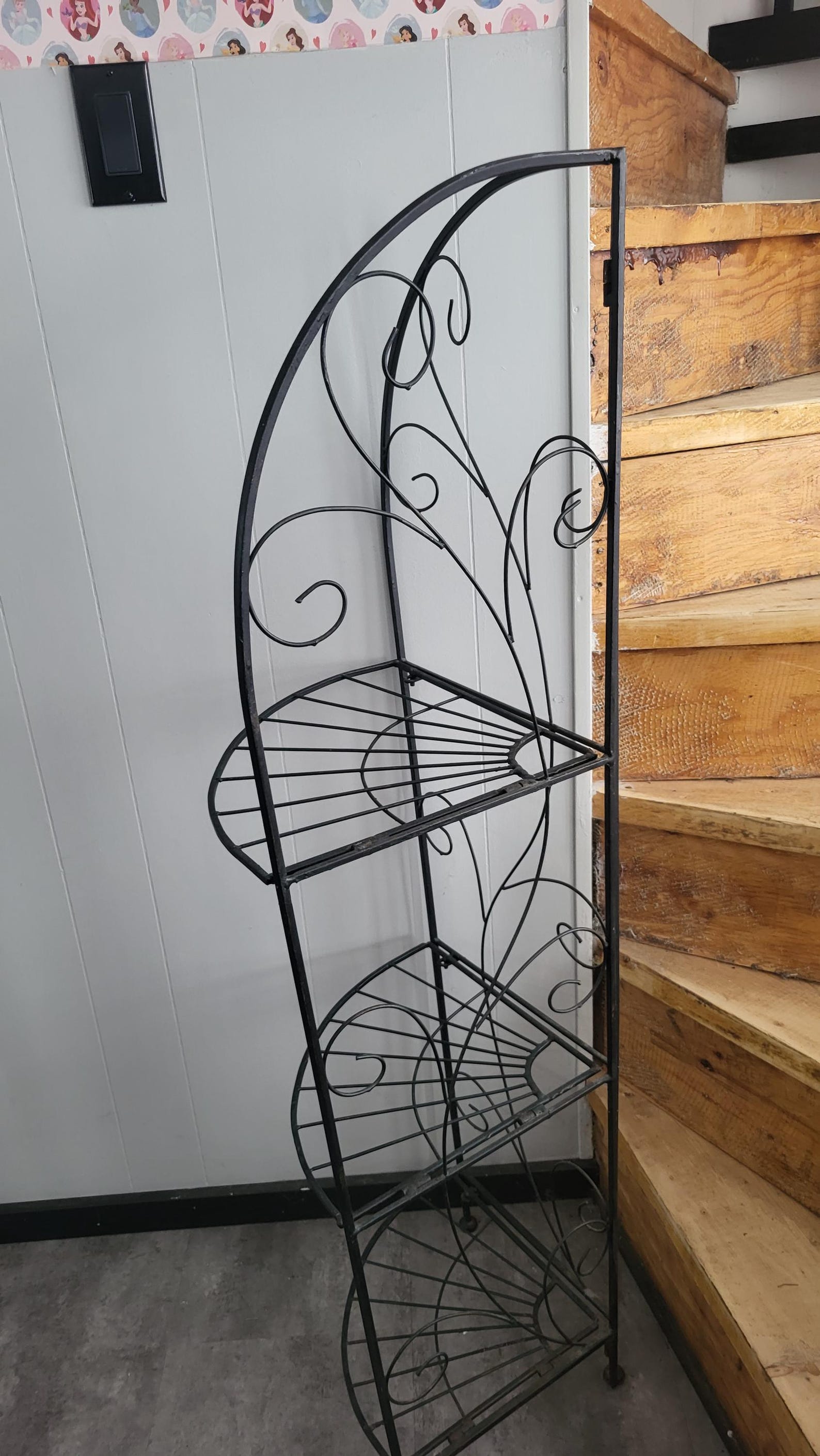Vintage Corner Metal Shelf Unit 3 Tier. Wrought Iron Folding Corner ...