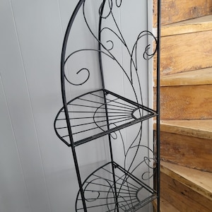 Vintage Corner Metal Shelf Unit 3 Tier. Wrought Iron Folding Corner ...