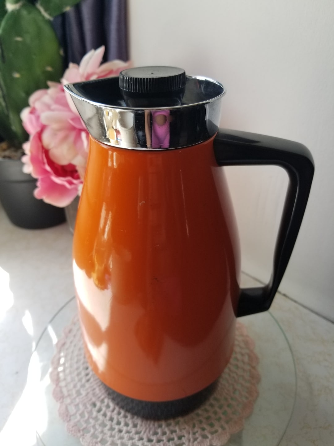 Vintage Retro 70's Orange Thermal Carafe, Isothermal, Hot Drink ...