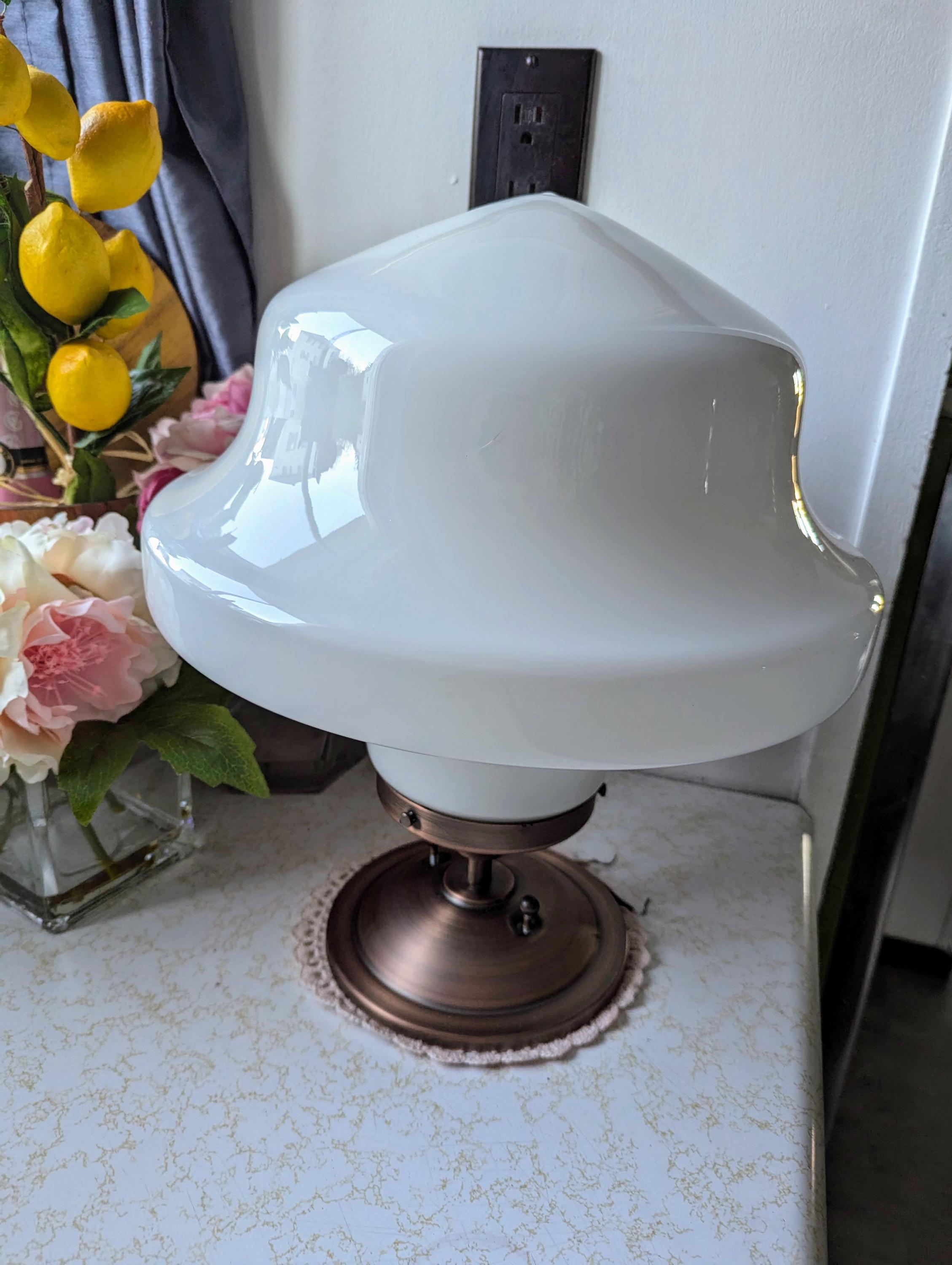 Vintage Schoolhouse Milk Glass Shade Ceiling Lamp - Etsy