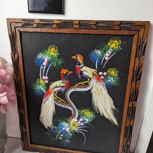 Vintage MCM Mexican Feathercraft Painting Hand-painted Handmade/wood ...