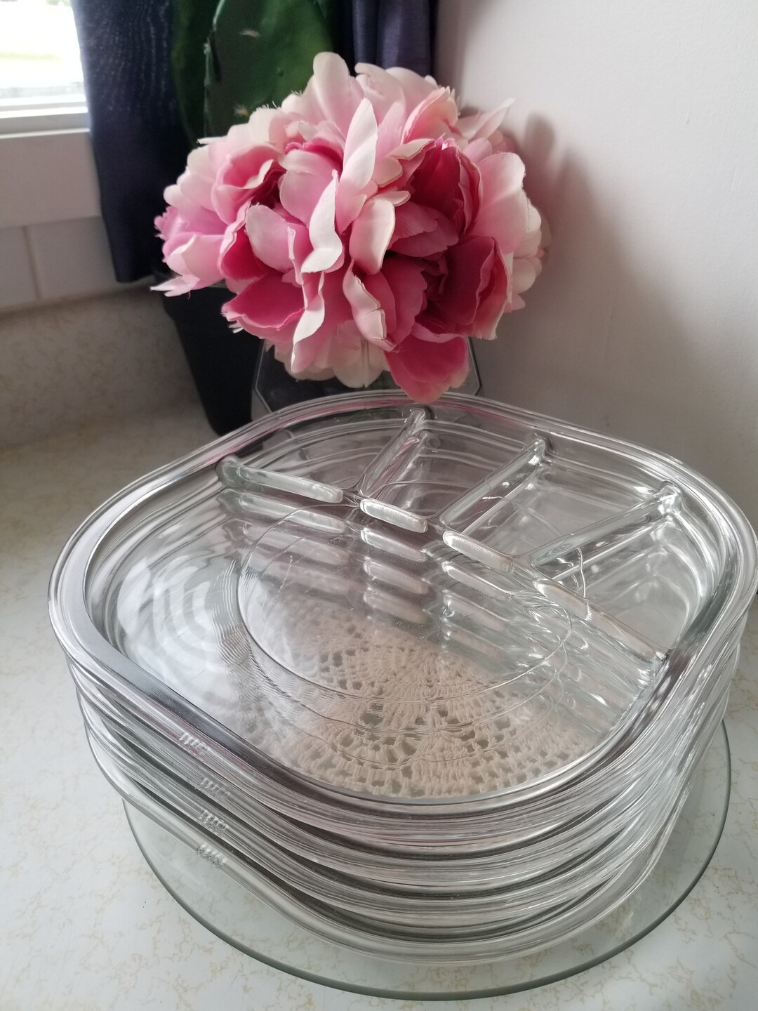 Vintage Set of 4 Glass Fondue Plates Desireables by Italcrystal Made in ...