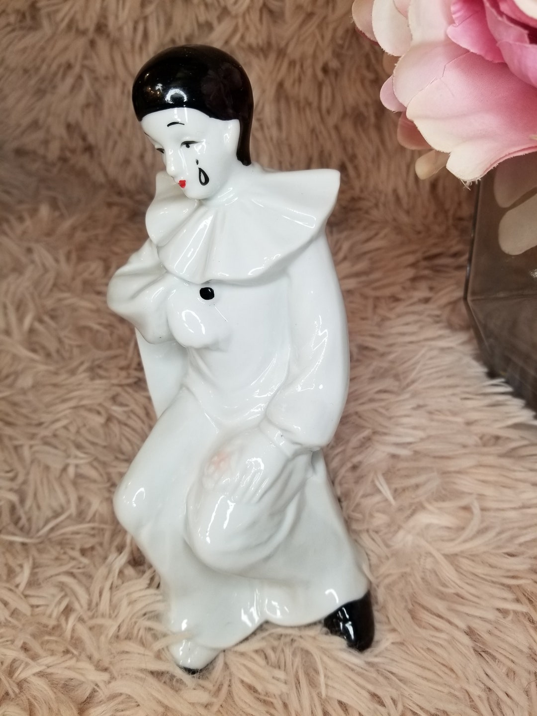 Vintage Pierrot Mime Blanc Et Noir Assis Sur Une Chaise 6 X - Etsy