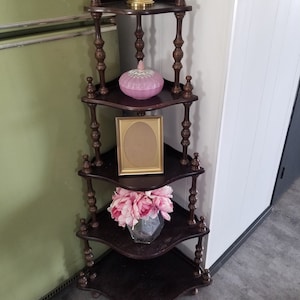 Vintage Solid Walnut Spindle Corner Shelf 5 Tiers - Etsy