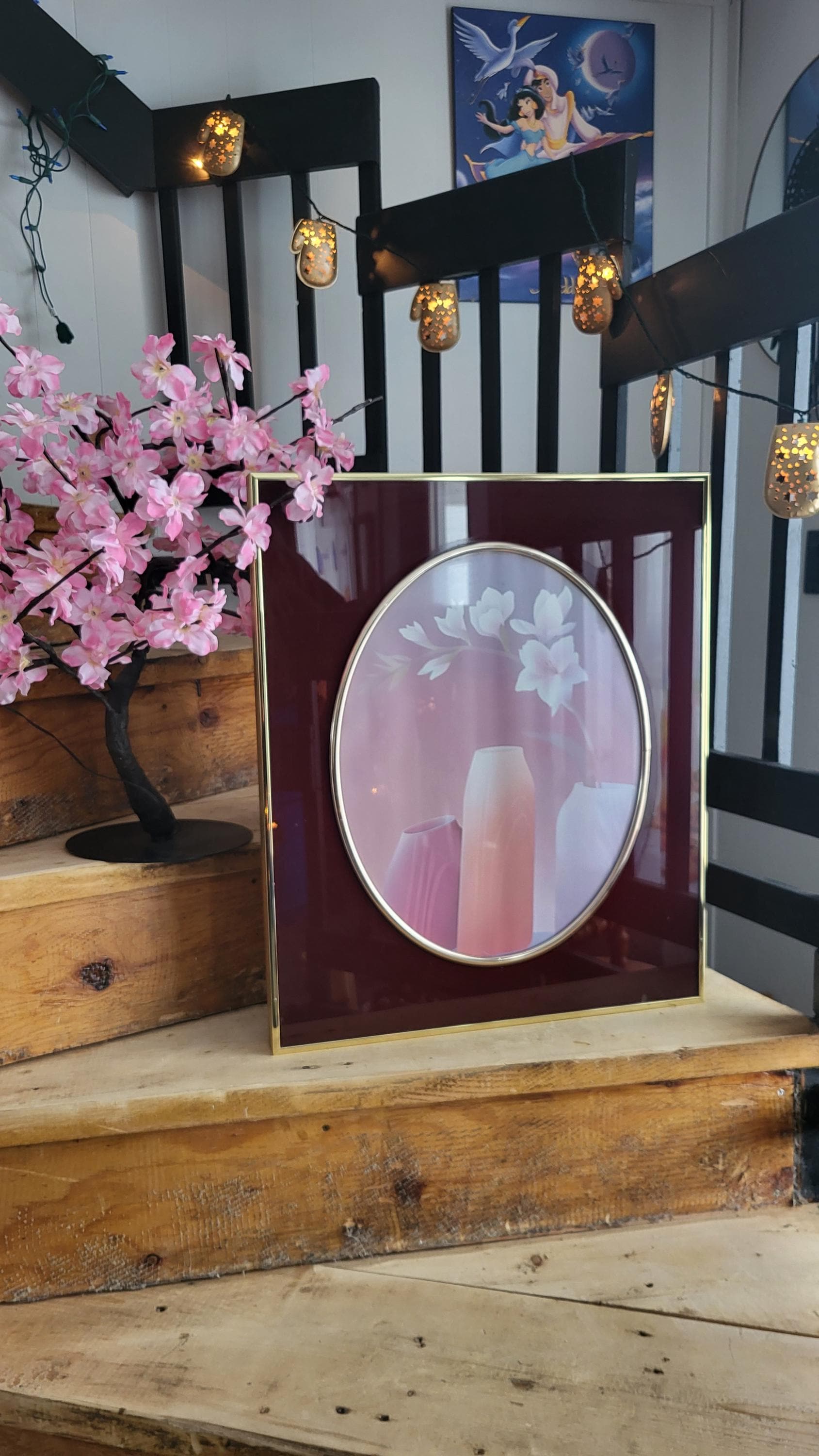 Vintage Postmodern 80's Art Deco Burgundy and Pink Wall Decorations ...