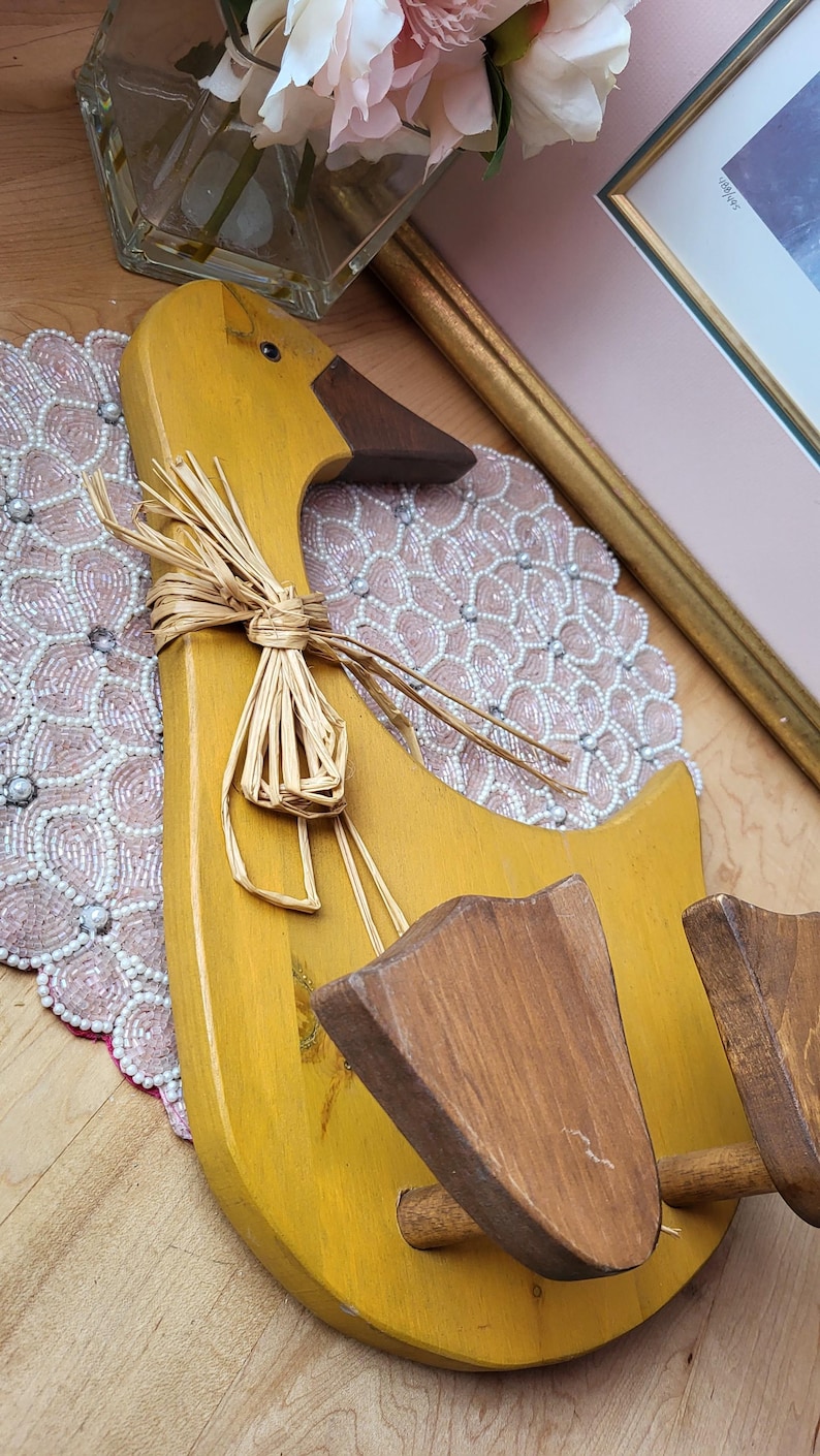 Vintage Rustic Solid Wood Wall Hanging Goose Cottagecore Handmade ...