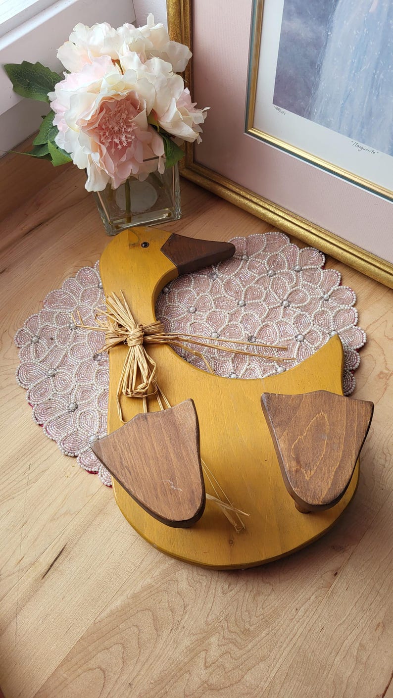 Vintage Rustic Solid Wood Wall Hanging Goose Cottagecore Handmade ...