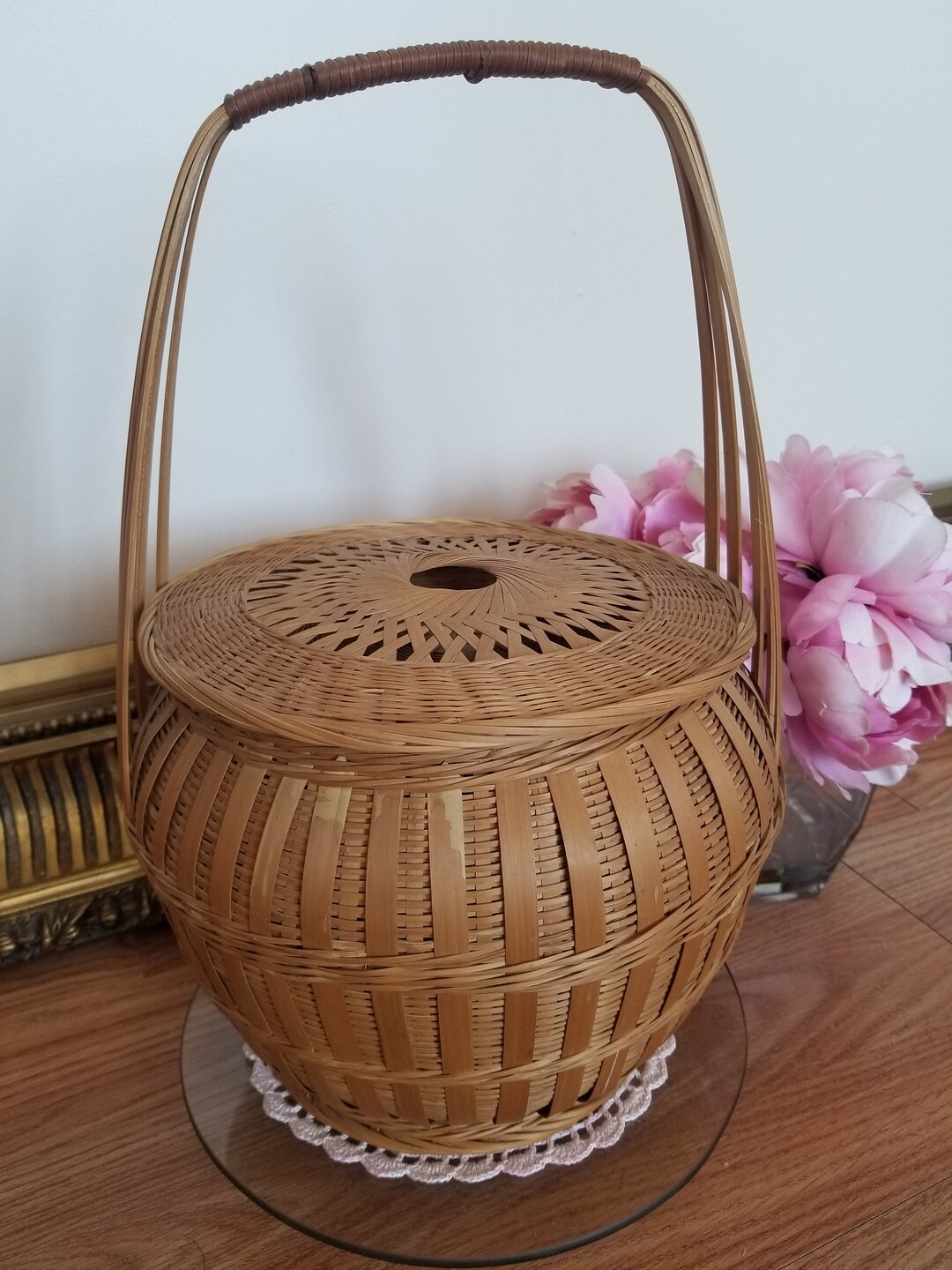 Vintage Chinese Basket, Asian Lunch Basket, Boho Natural Wedding Gift ...