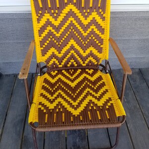 Vintage Folding Macrame Lawn Chair Royal Aluminum Folding Beach Choice ...