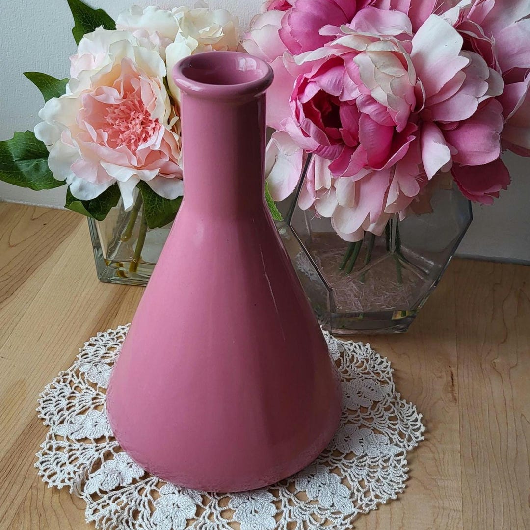 Vintage 80's Pink Mauve Vase Pottery Glazed - Etsy