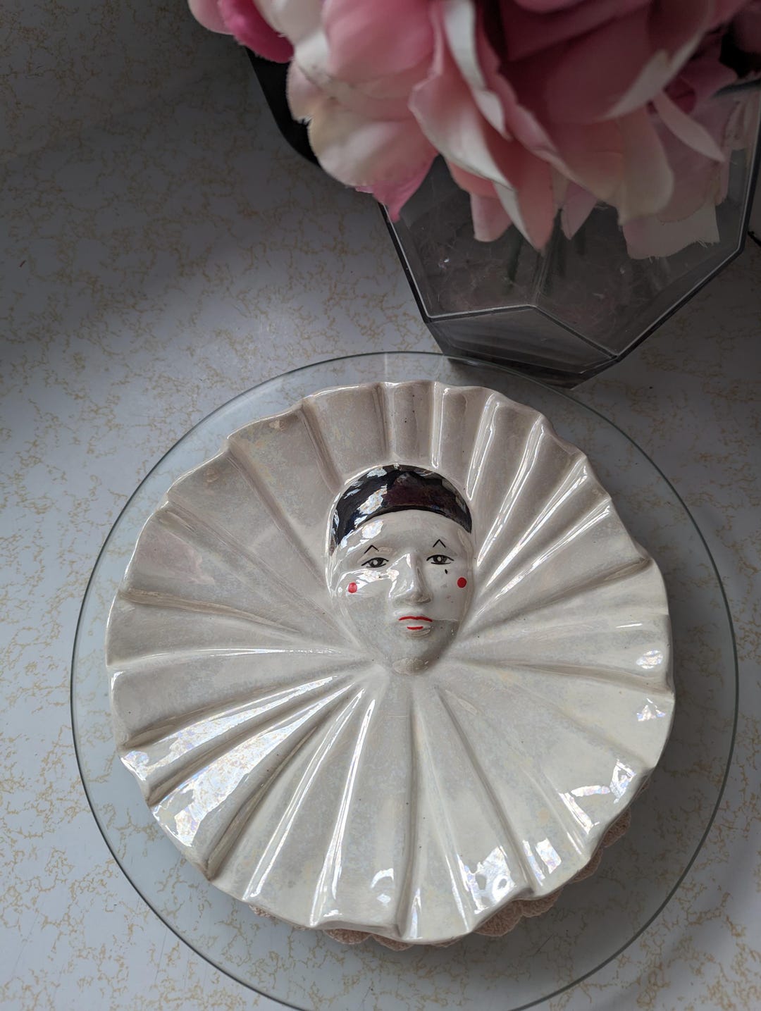 Vintage Iridescent Ruffled Pierrot Clown Mime Wall Plate Wall Decor ...