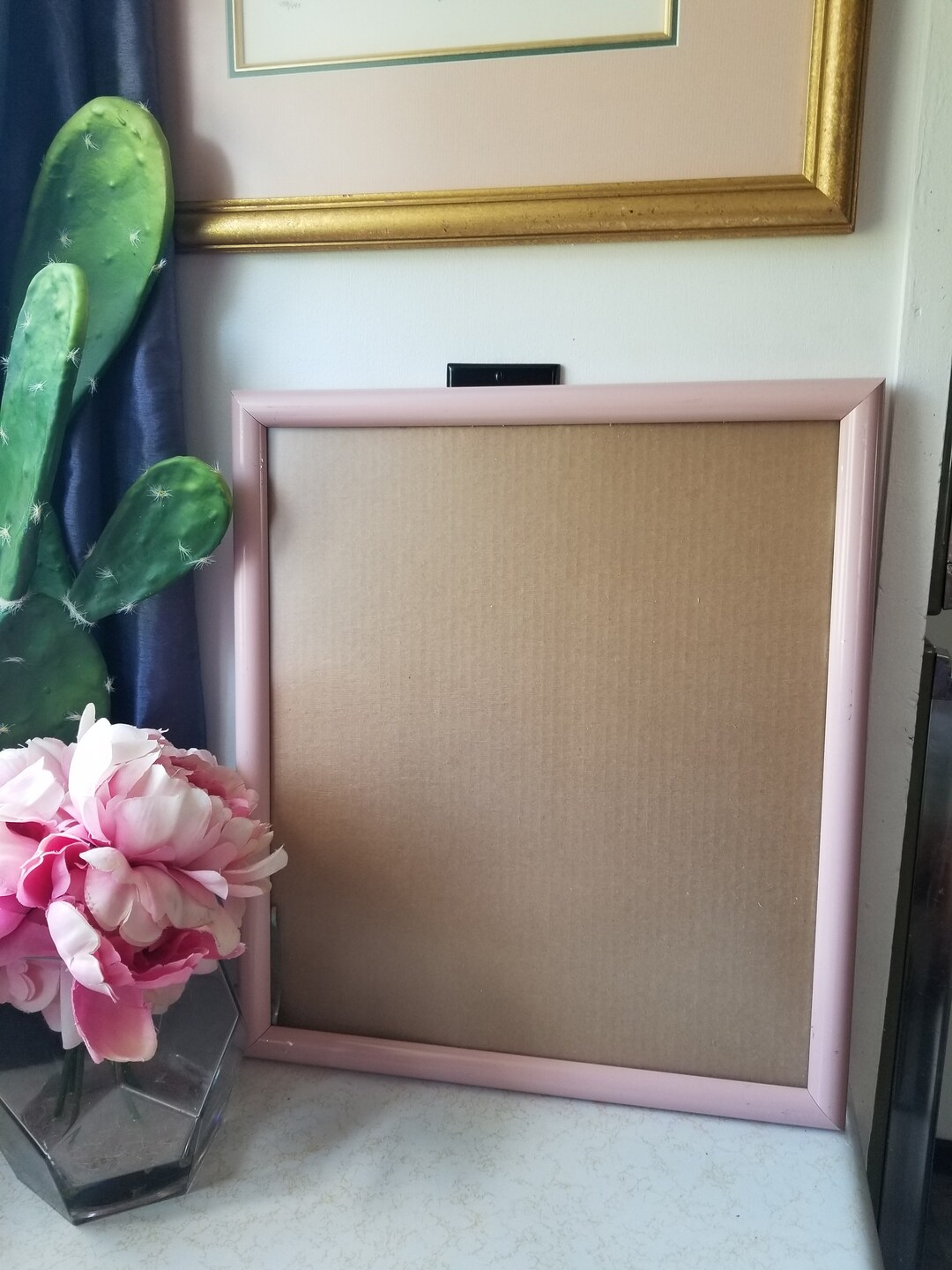Vintage 80's Pink Mauve Metal Wall Frame for Wall Art Frame Decorative ...