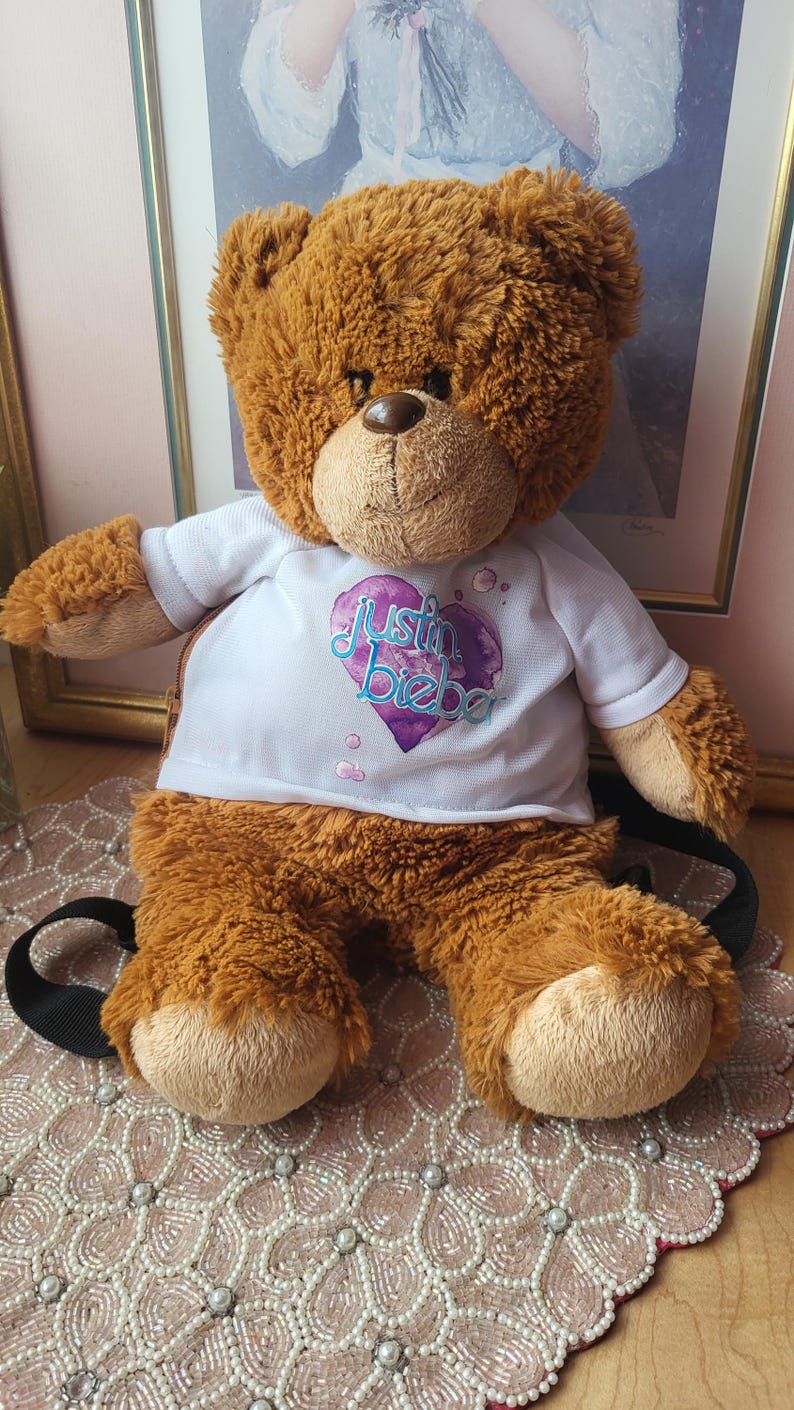 Vintage Rare Justin Bieber Teddy Bear Backpack Stuffed Backpack - Etsy