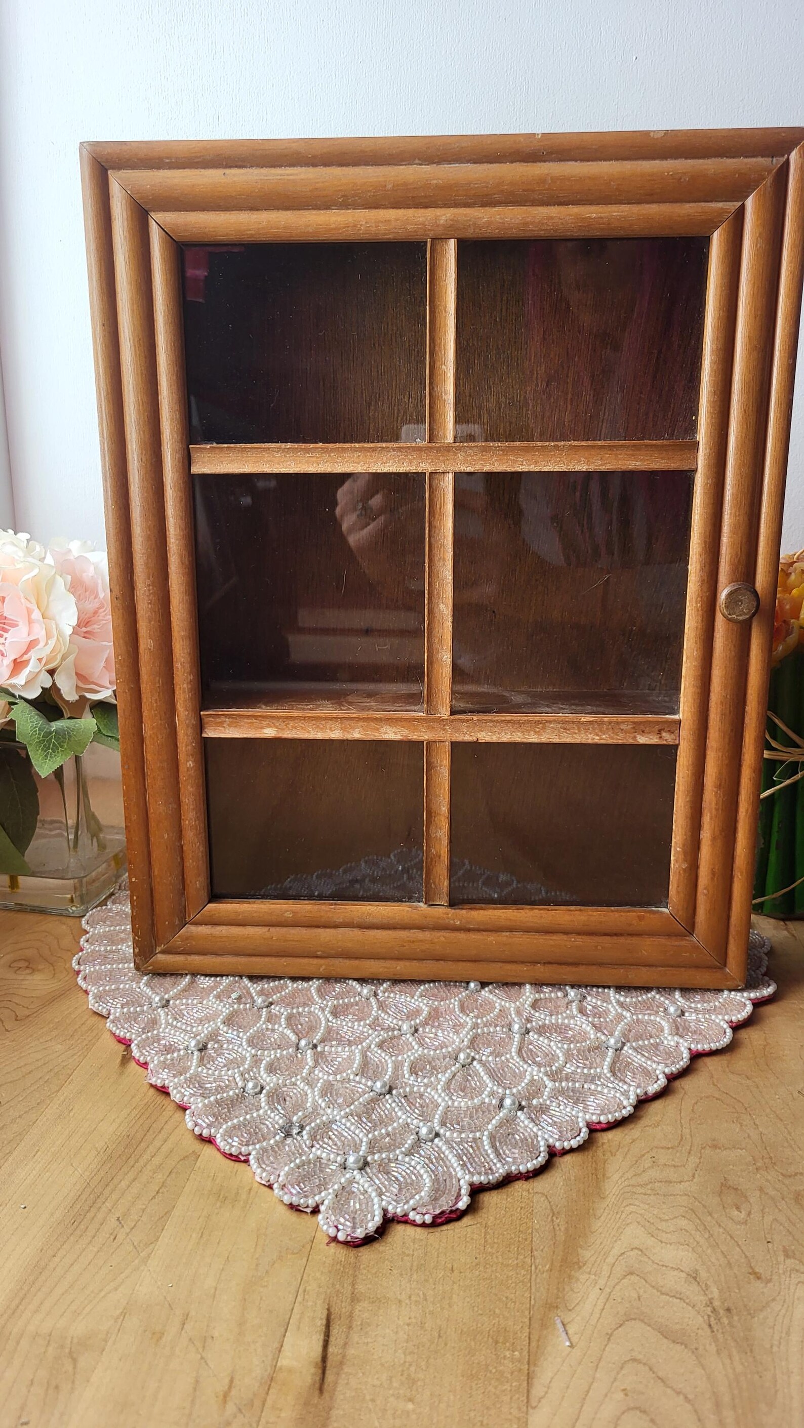 Vintage Display Case Shadow Box Mahogany Wood Curio Wall Display ...