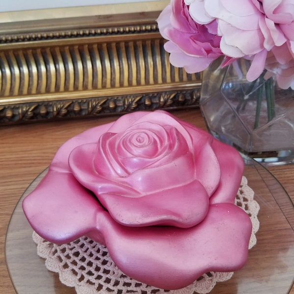 Ceramic Rose Trinket Box - Etsy