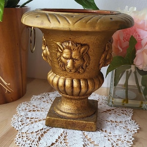 Vintage Lion Handmade Barbotine Vase Centerpiece Ceramic Bouquetière - Etsy