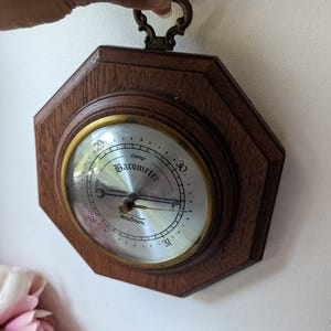 Vintage Barometer Octagon Shape Barometer Oak Wall Barometer Verichron ...