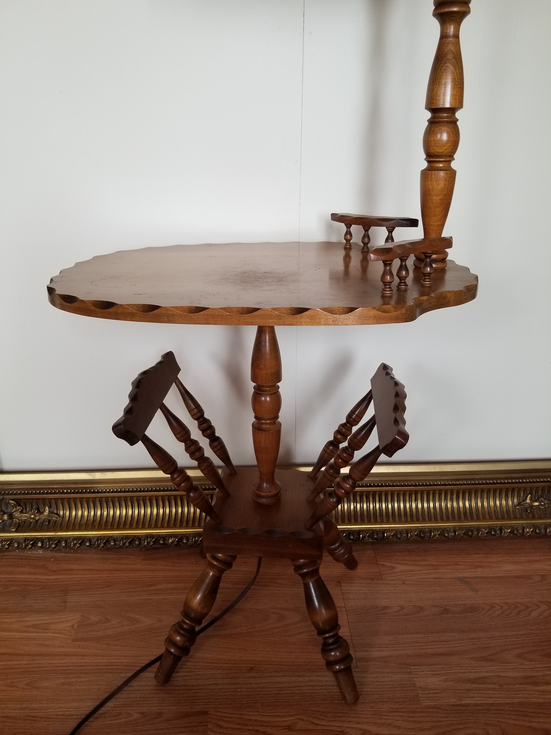 Vintage Retro Wood Floor Lamp Side Table Mid Century Modern End Table W ...