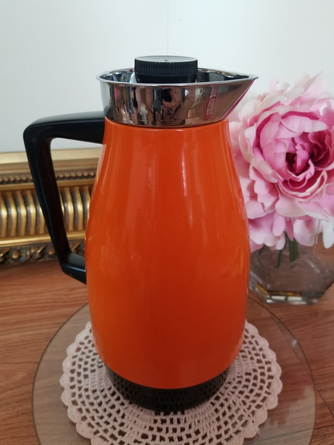 Vintage Retro 70's Orange Thermal Carafe, Isothermal, Hot Drink ...