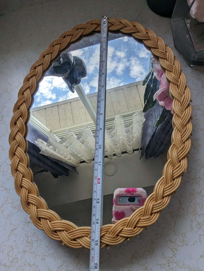 Mid Century Wall Mirror Vintage Rattan Round Wall Mirror Style Boho ...