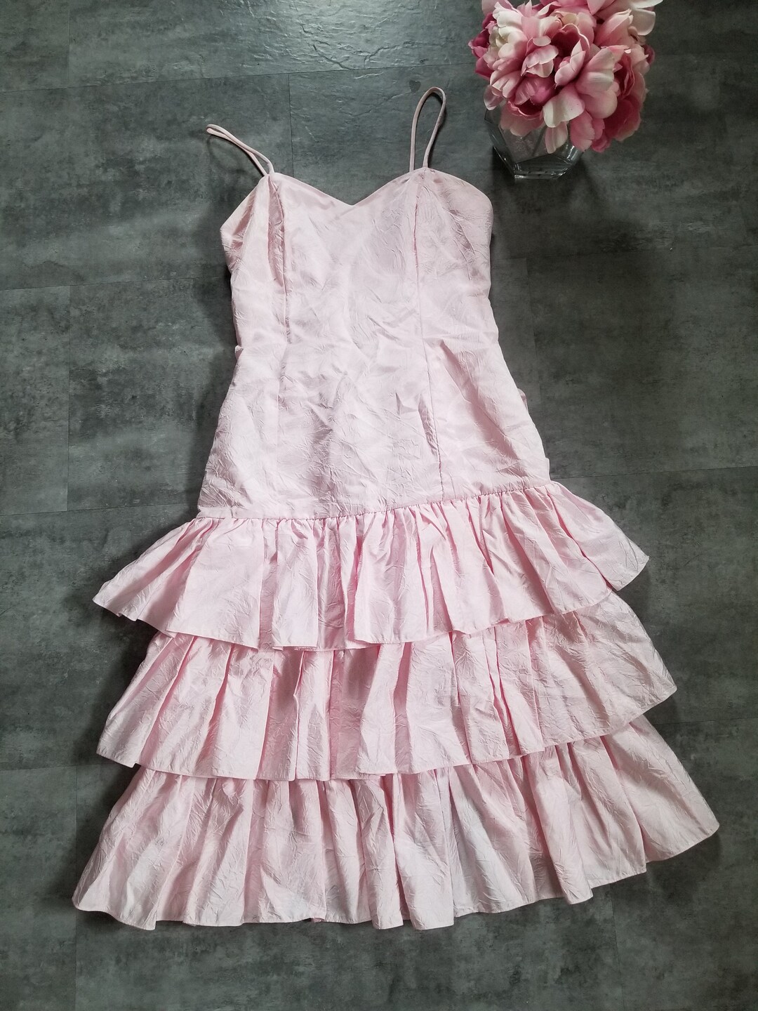 1980s Ruffled Party Dress Moonlight Extra Small to Small Vintage 80s ...