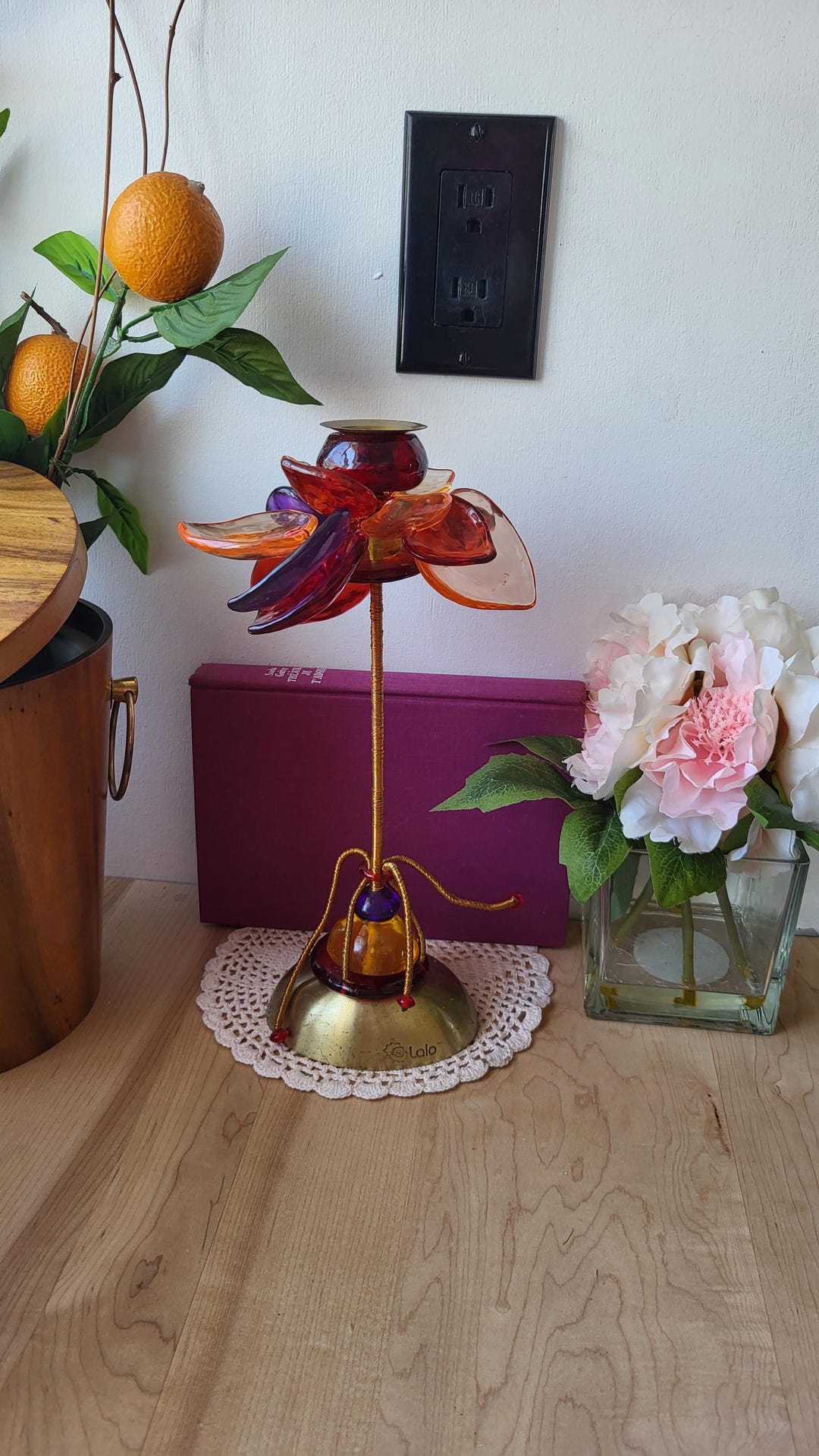 Vintage Rare Orna Lalo Signed Art Candle Holder 12" Abstract Resin ...