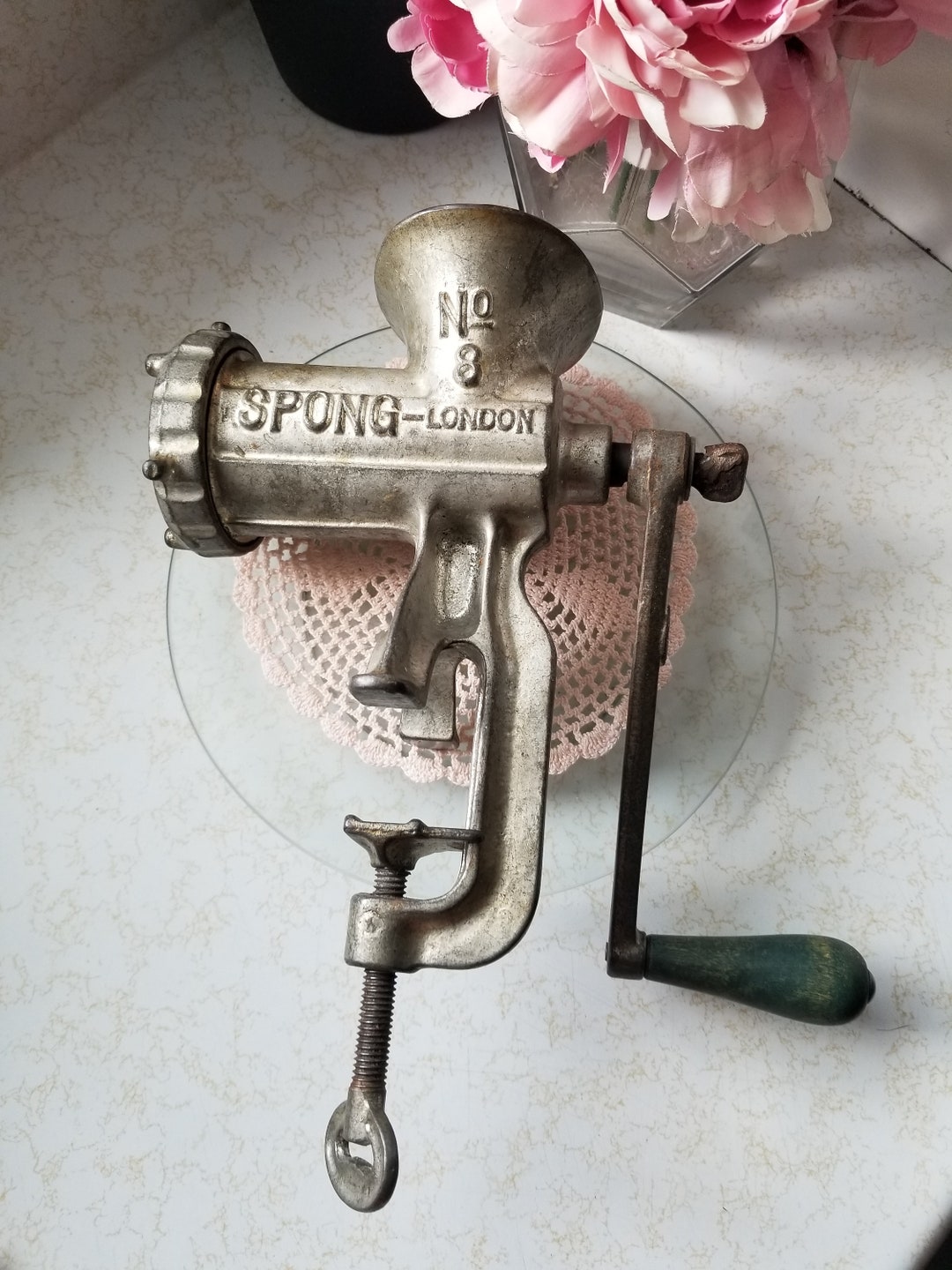 Vintage Spong N8 Meat Grinder, Retro Metal Meat Grinder Factory Made in ...