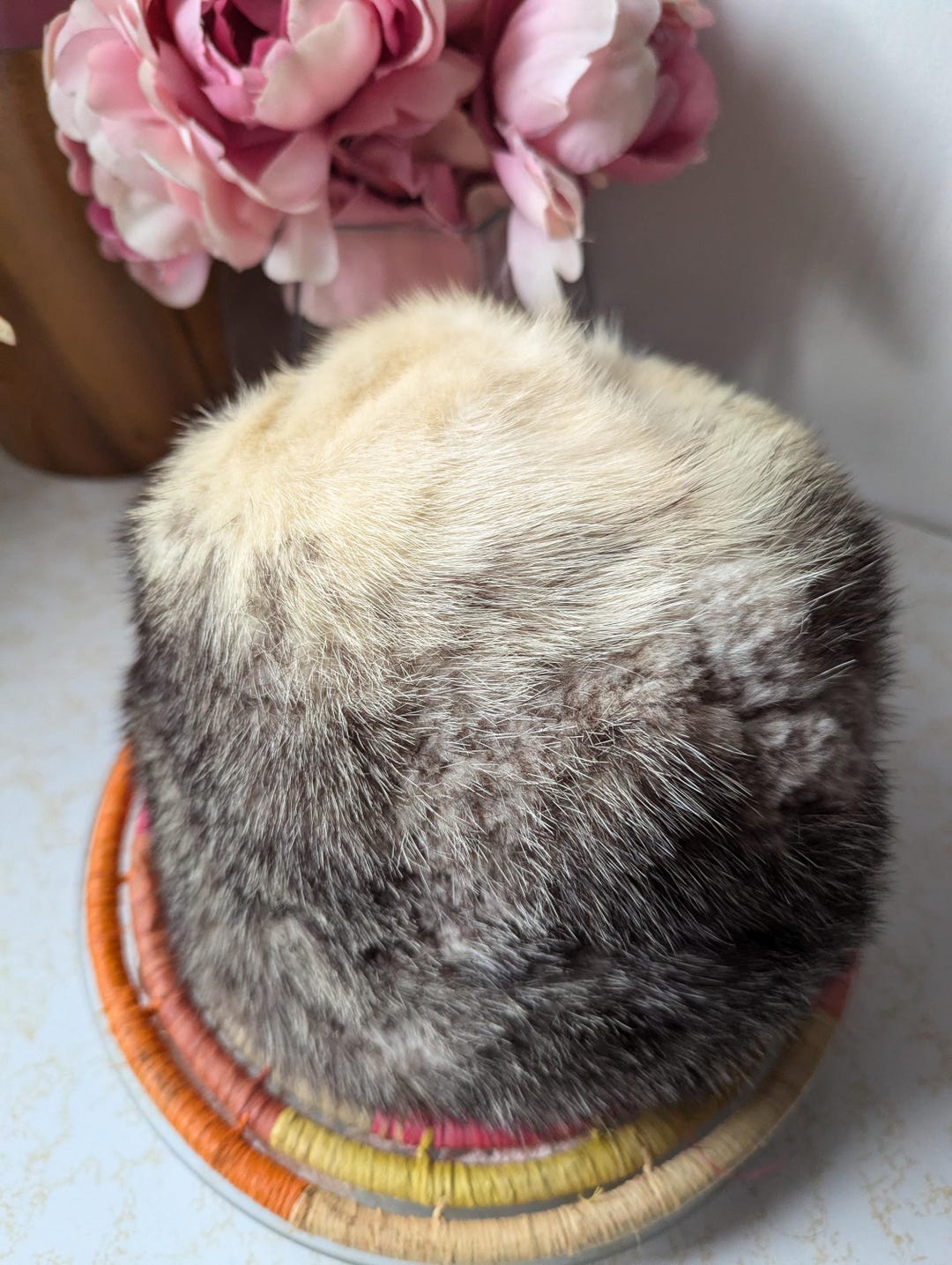 Winter White Fur Hat, Authentic Fur Hat, White Black Short Fur Hat ...