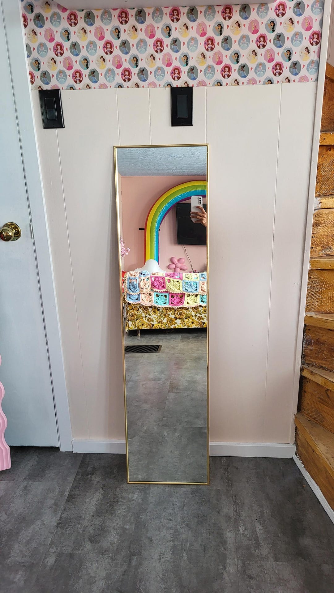 Vintage 80’s Full Length Mirror Back Door Mirror Gold Metal - Etsy
