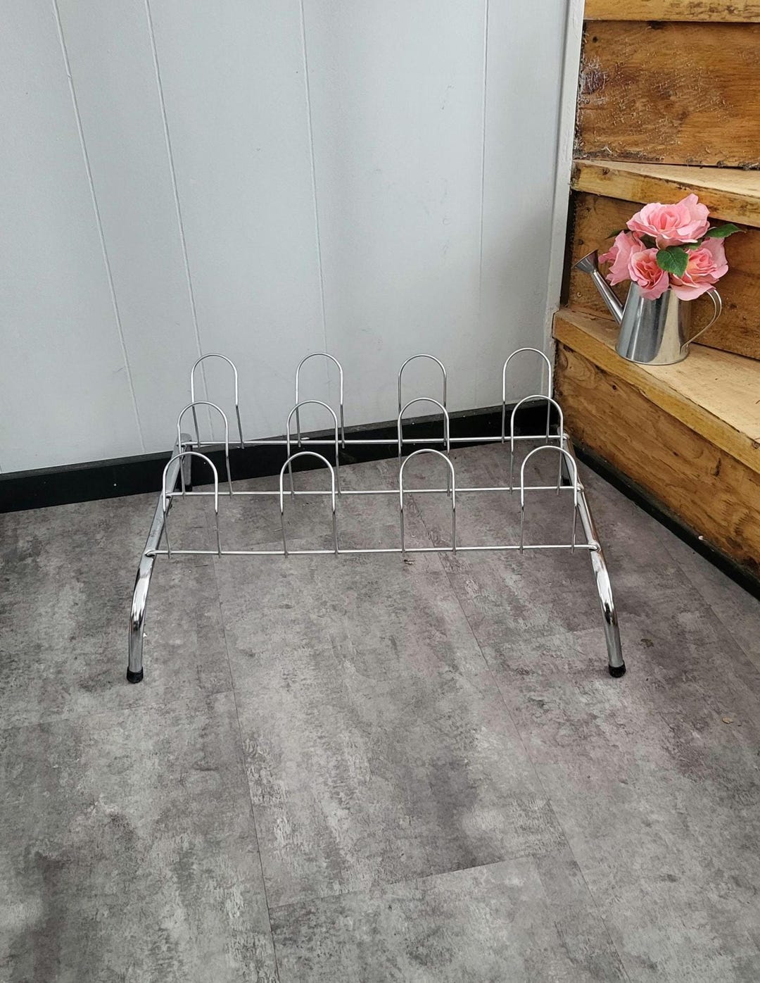 MCM Atomic Chrome Shoe Rack, Vintage Metal 6 Pair Shoes Rack. - Etsy