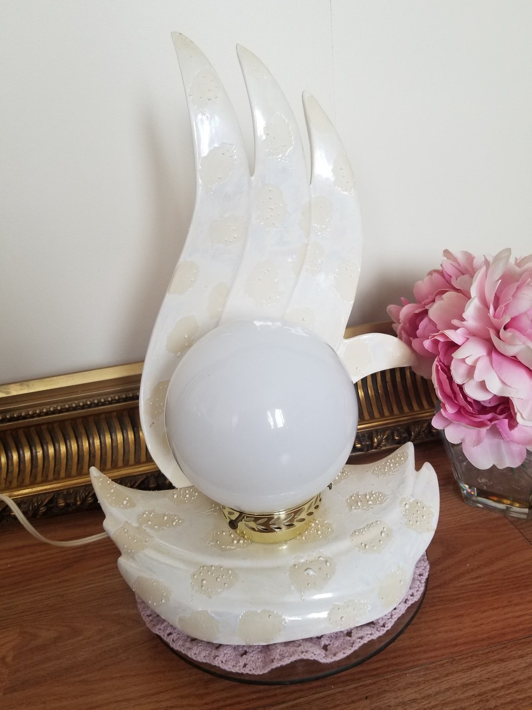 Vintage Beige Iridescent Art Deco Wave Lamp - Etsy