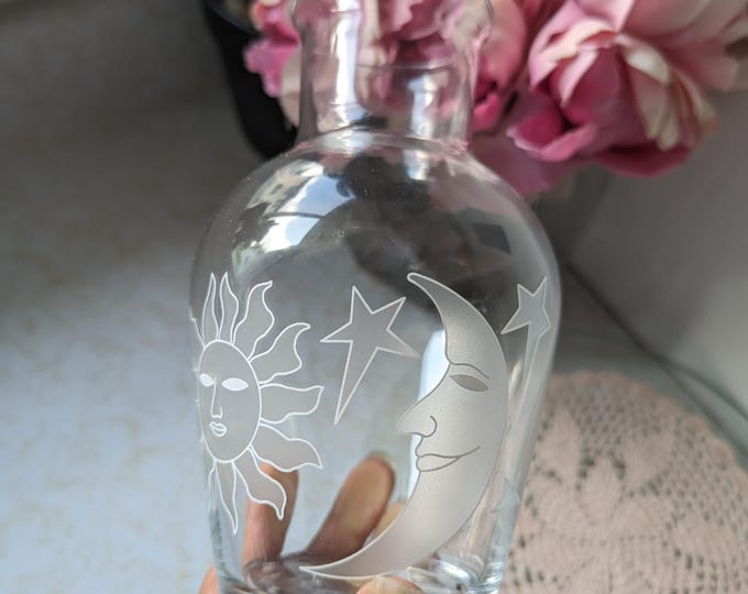 Vintage Clear Glass Sun Moon Star Vase Boho Home Decor Solar Zodiac ...