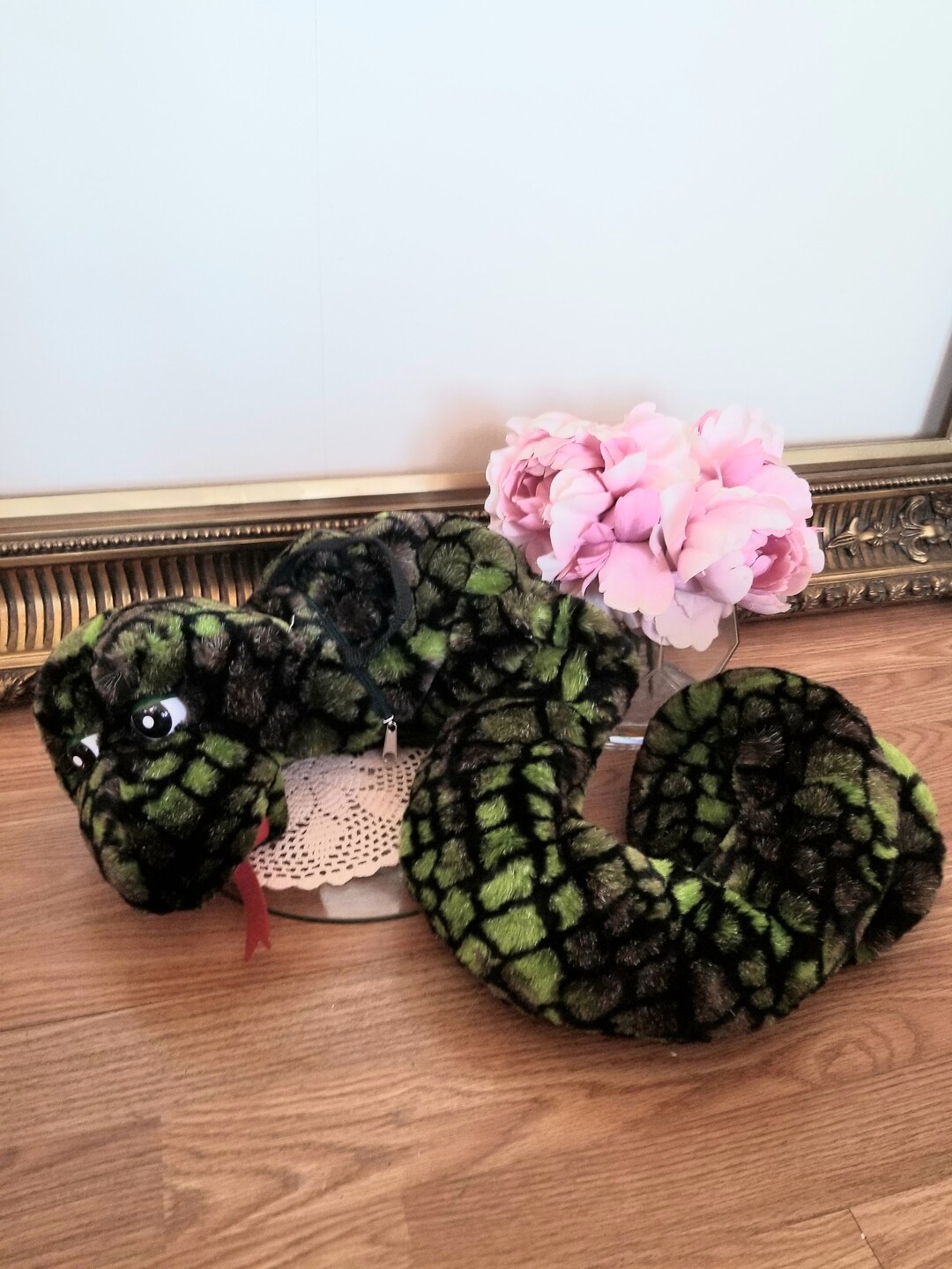 Vintage 90's Snake Stuffed Plush Backpack Rare Green Black Amazing - Etsy