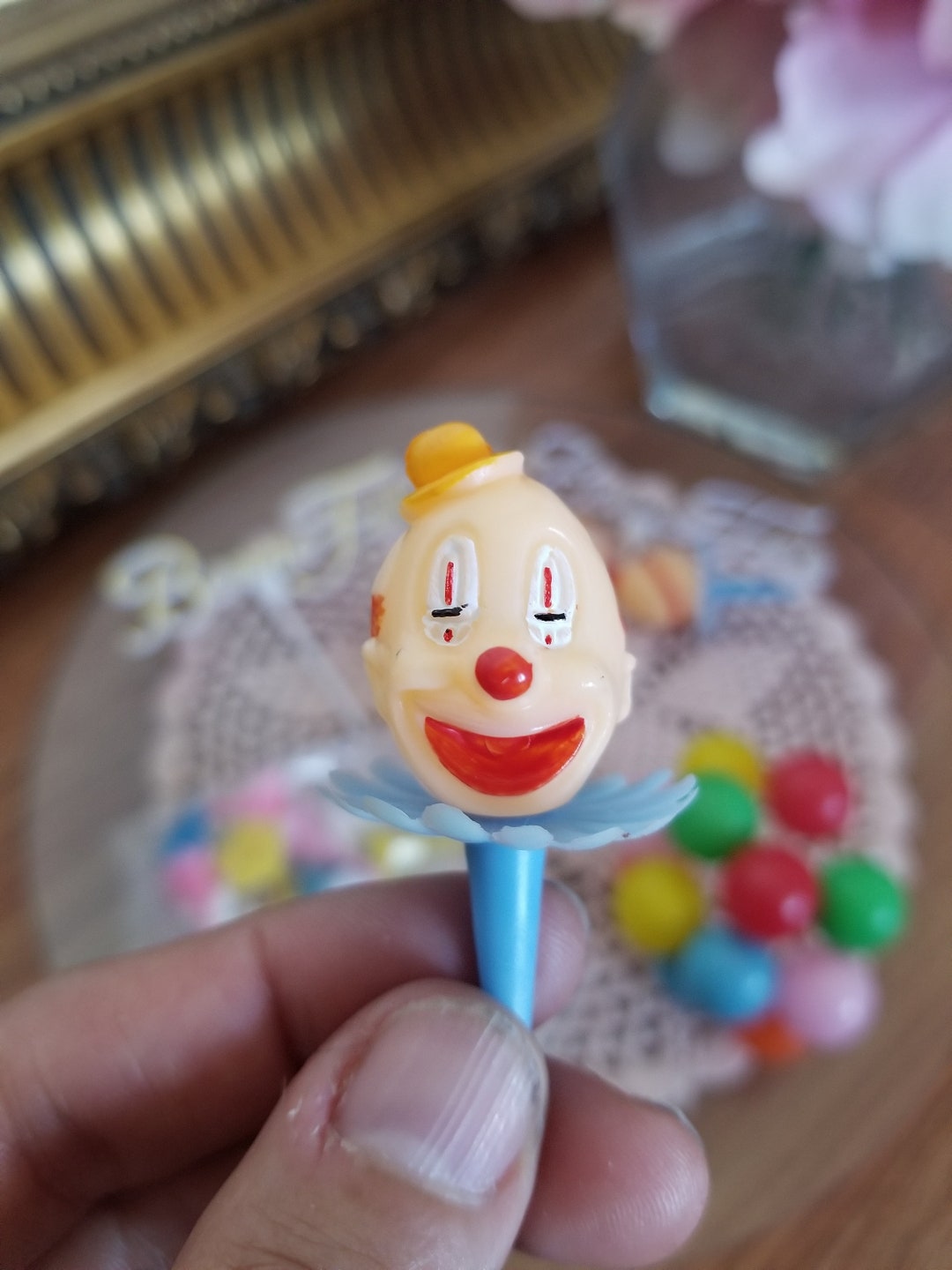 5 CLOWN HEAD Cake Toppers, Vintage Cake Topper, Vintage Cupcake Topper ...