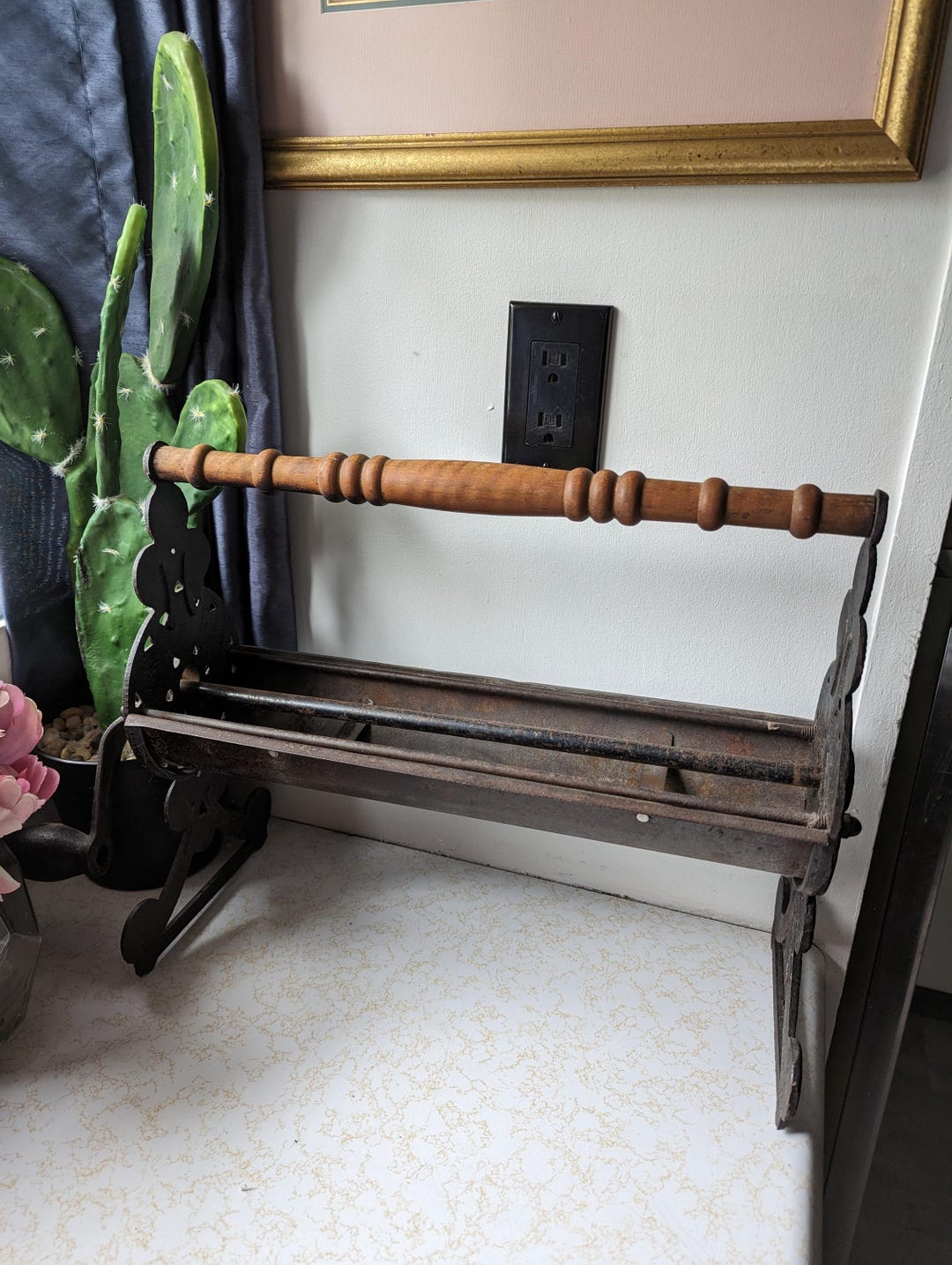 Vintage Cast Iron Newspaper Log Roller Fireplace Hearth Decor Paper ...