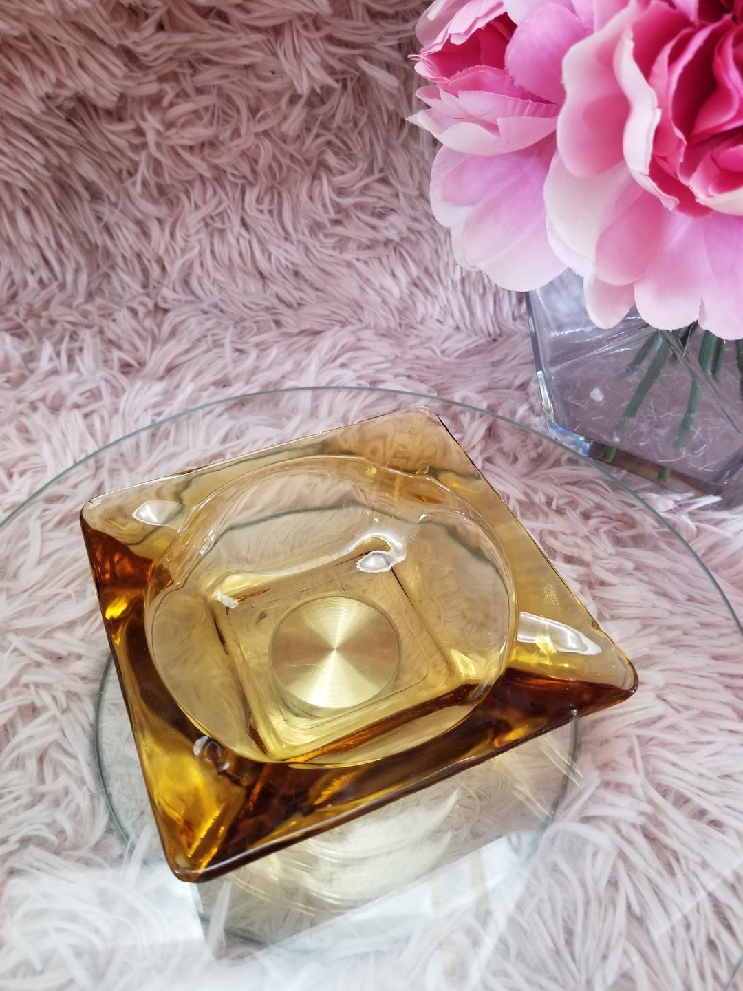 Vintage Ashtray 70s Italy Ashtray 60s Amber Glass Ashtray - Etsy