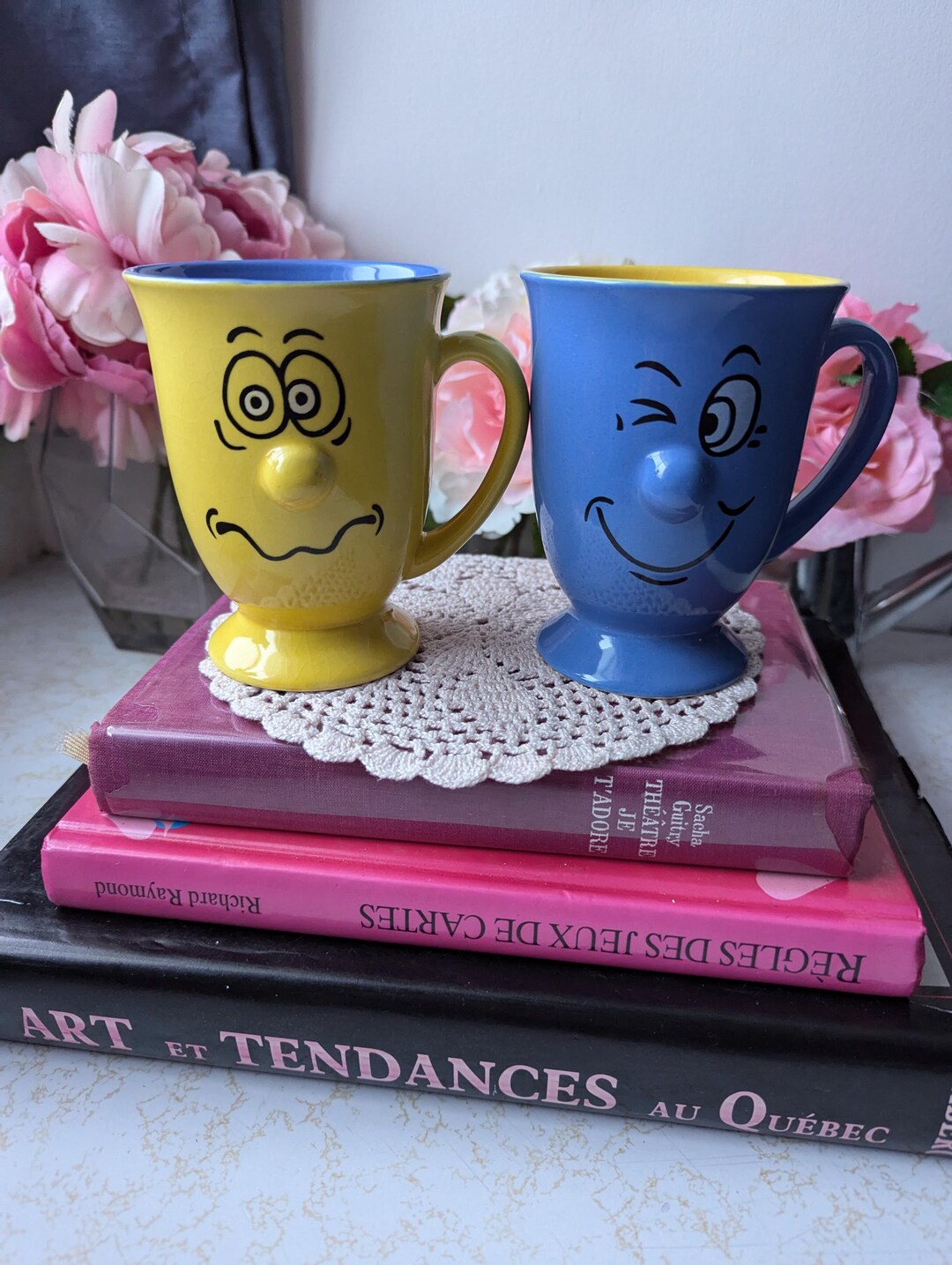 Vintage Funny Face Emoticon 3D Nose Cups Mugs. Set of 2. - Etsy