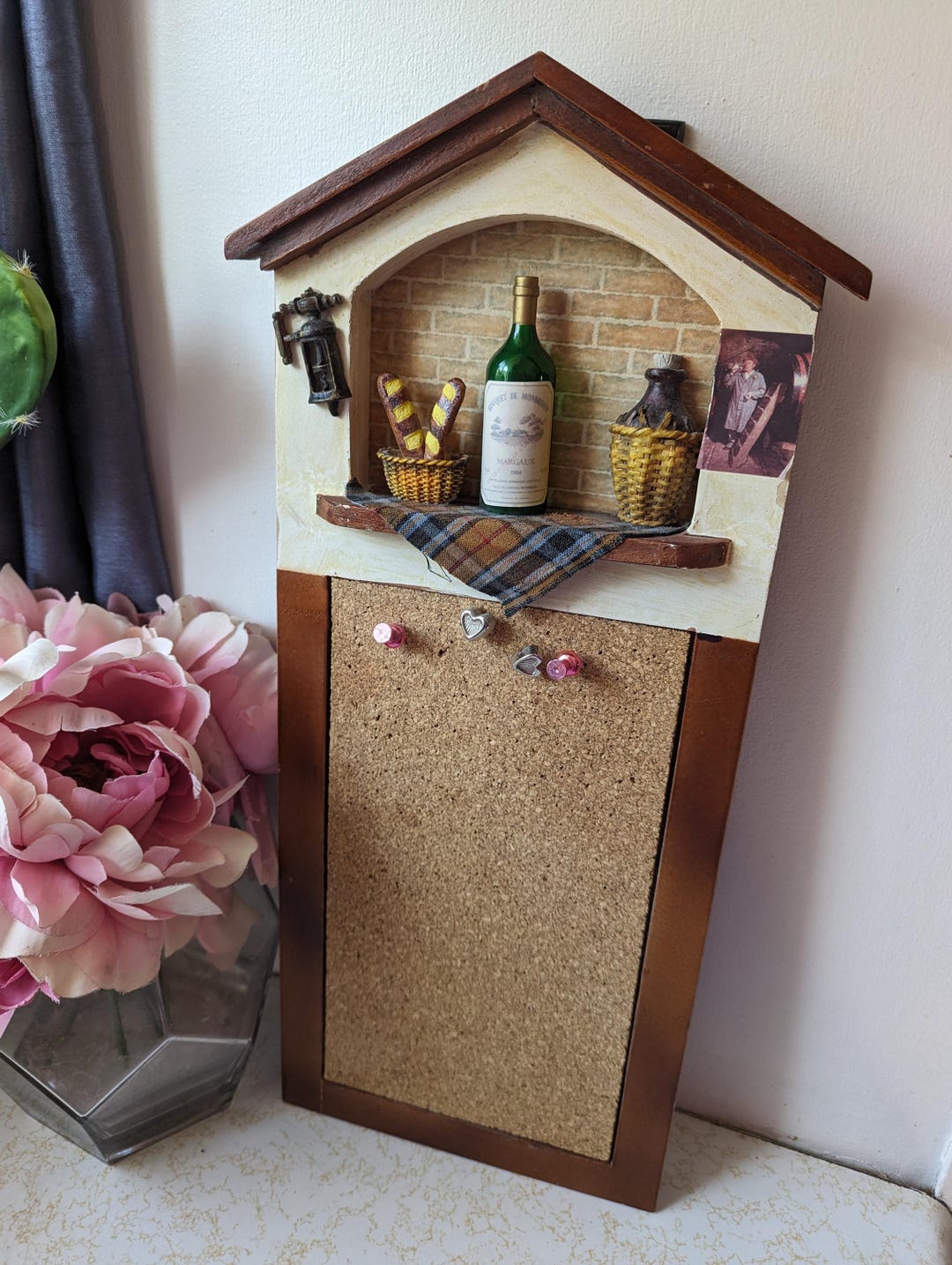 Vintage Pin Board Cork Wall Board Imitation House and Tiny Kitchen ...