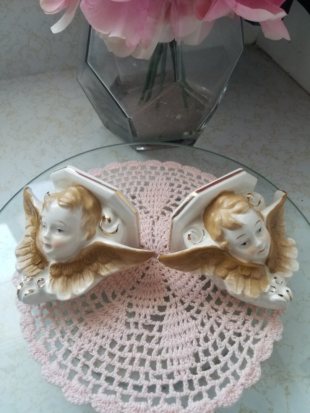 Vintage Pair of Mini Cherubs Shelves Wall Hanging Handpainted - Etsy UK