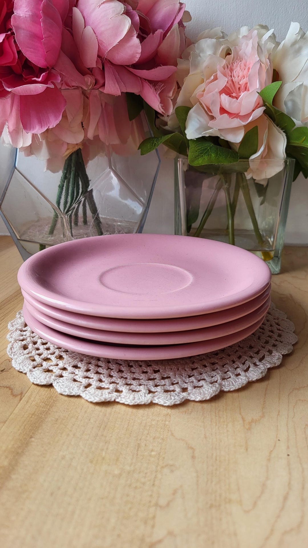 Vintage Set of 4 Pink Small Plates, Saucer, Underplate Extravaganza ...