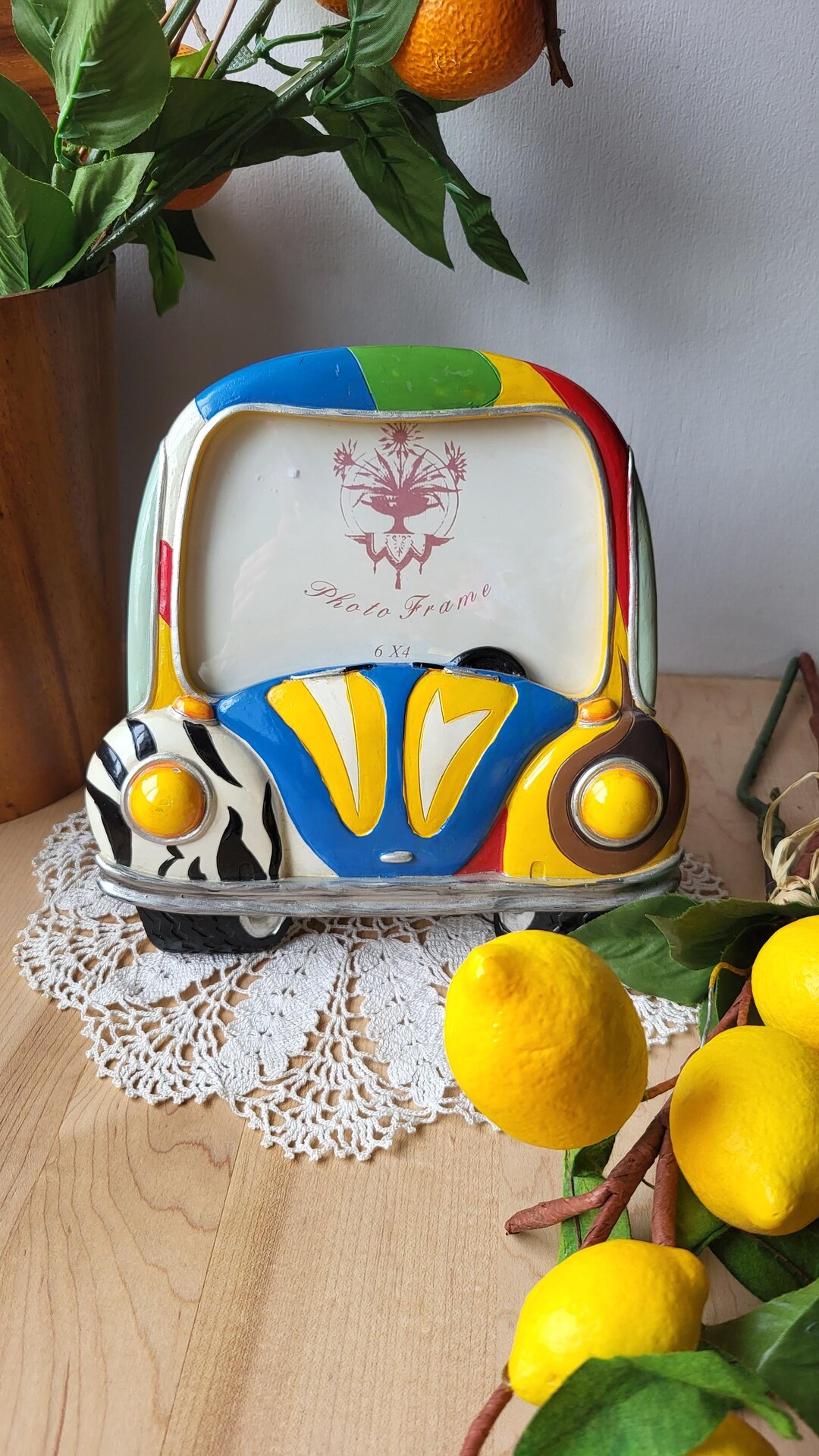 Vintage Rainbow Animal Print Model Car Picture Frame Volkswagen Style ...
