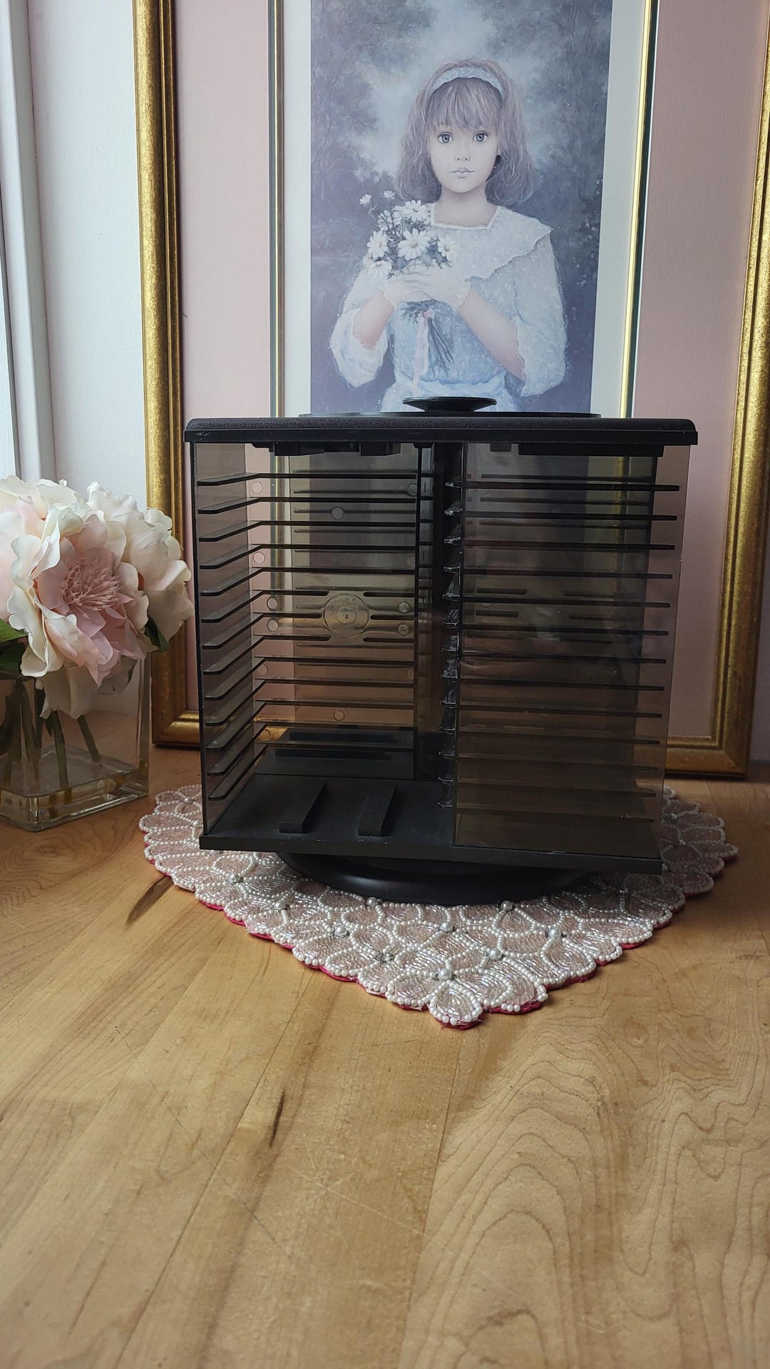 Vintage Space Age Black Rotating Plastic 55 Cd's Case Holder Storage ...