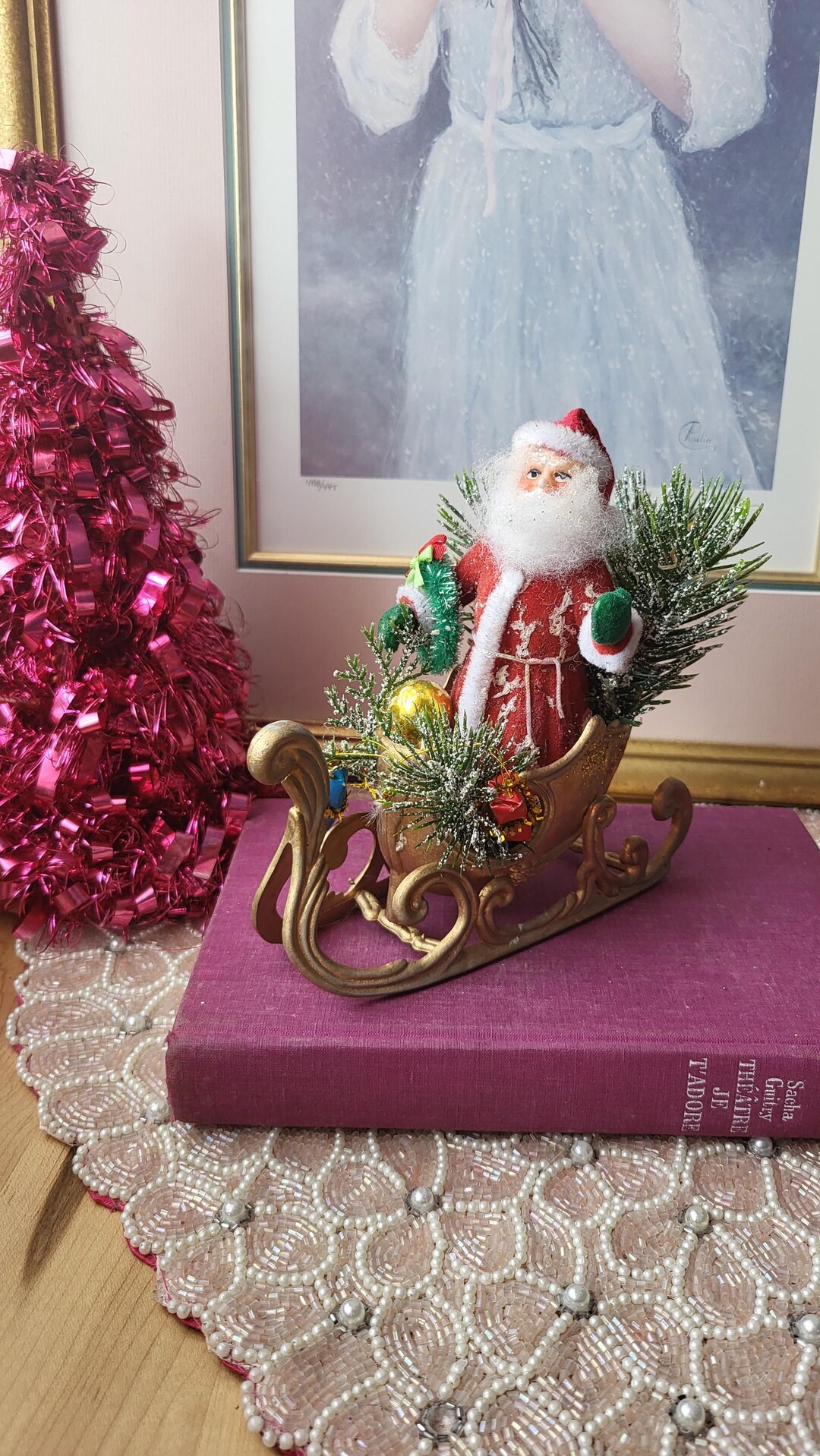 Vintage 60's / 70's Plastic Santa in Sleight - Etsy