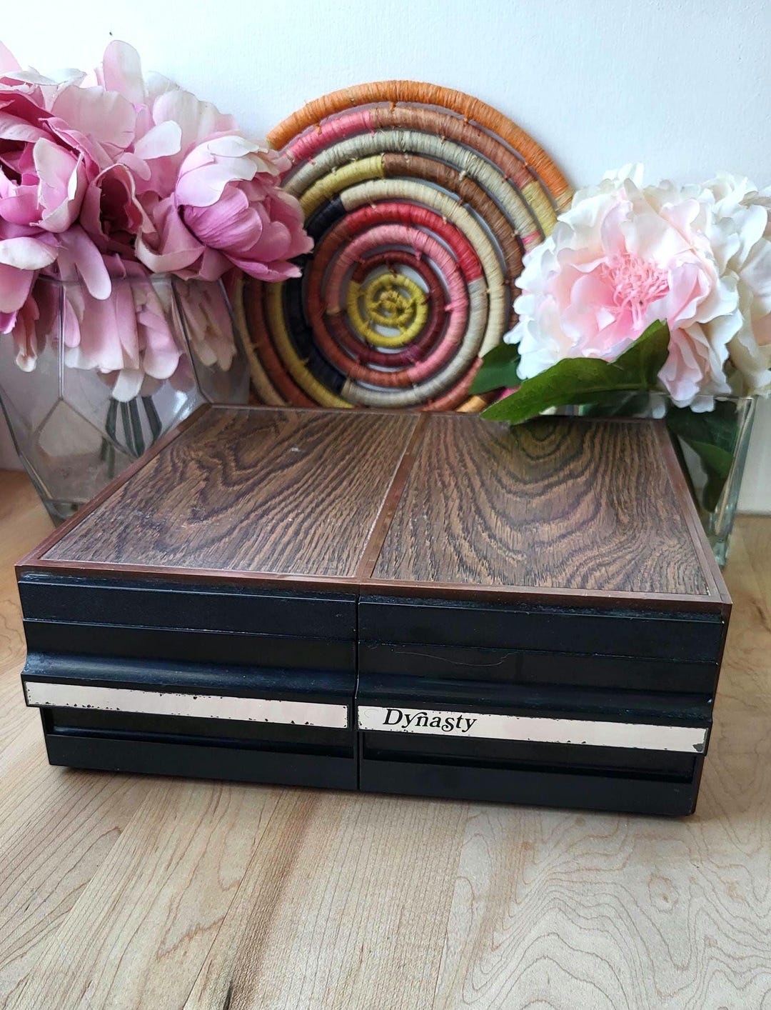 80s Dynasty Audio Cassette Computer Tape Dual Drawer Cabinet, Vintage ...