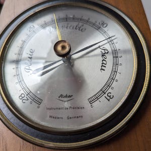 Vintage FISHER Clock Face Wall BAROMETER Hygrometer Made in Germany MCM ...
