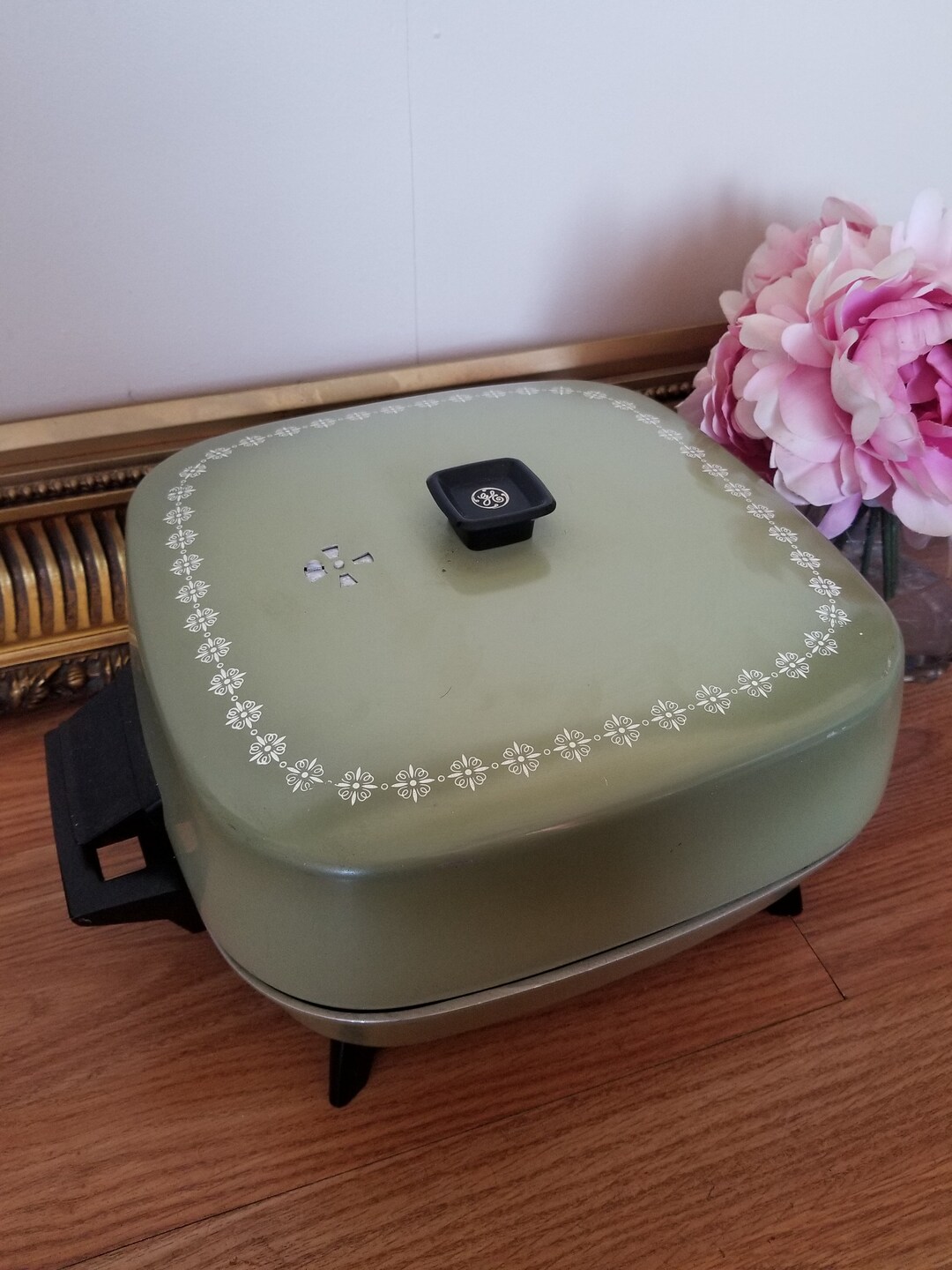 Vintage General Electric Skillet Food Cooker W/ Lid 70s Avocado Green ...