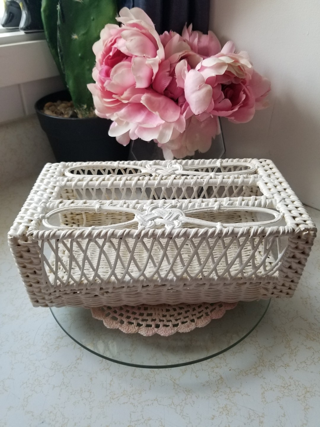 Vintage Wicker 1970s Tissue Box Cover Shabby Chic - Etsy