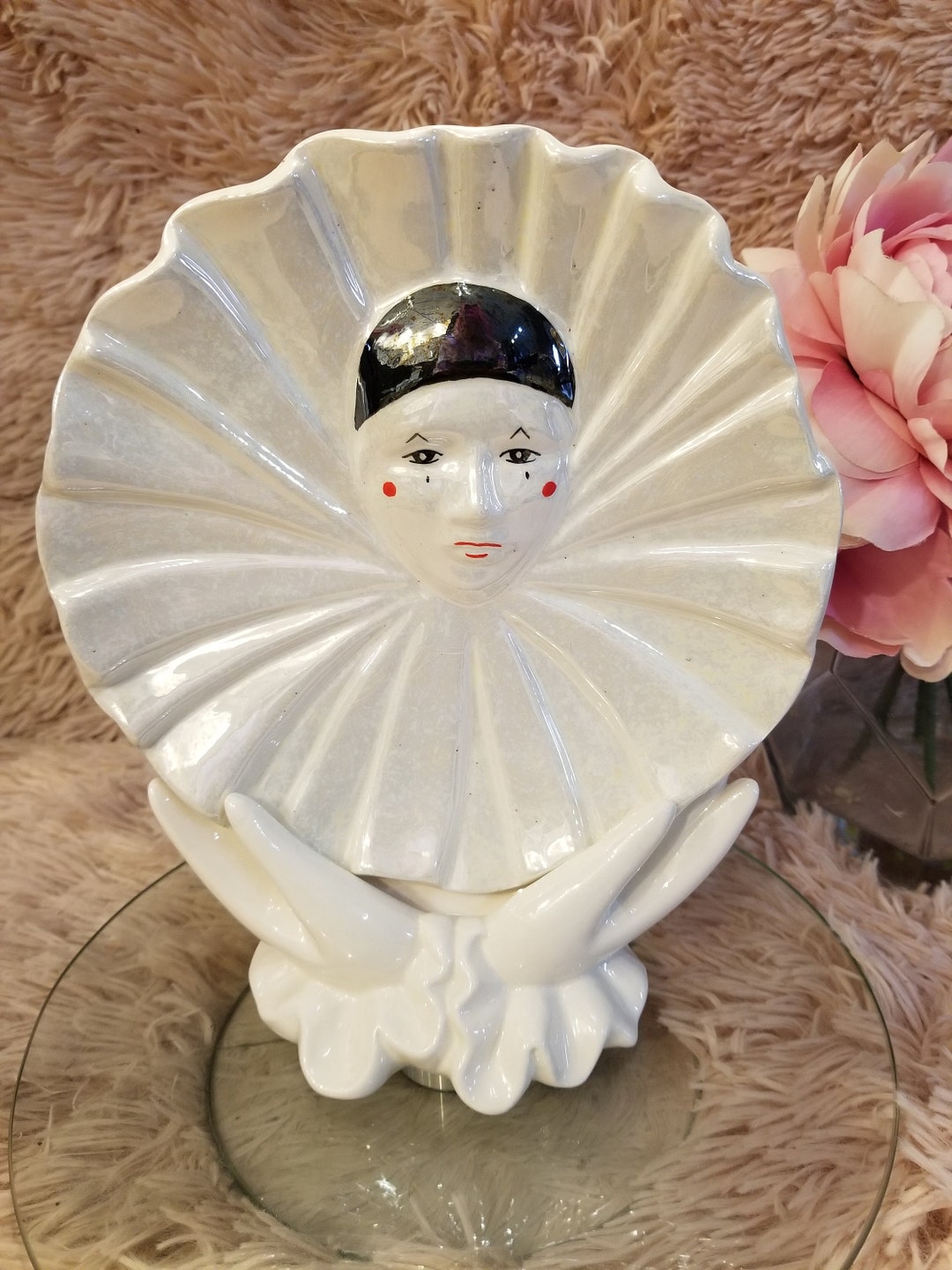 Vintage Iridescent Ruffled Pierrot Clown Mime Wall Plate Wall Decor ...