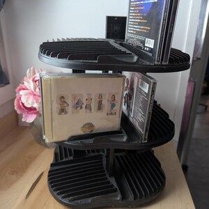 Vintage ALPHA Black Plastic CD Spinner, Stackable Tour 3 Tier Made in ...
