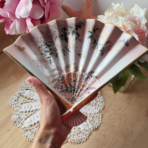 Japanese Porcelain Fan Dish Marked Kyoto Butterflies, Peonies, Gilt ...